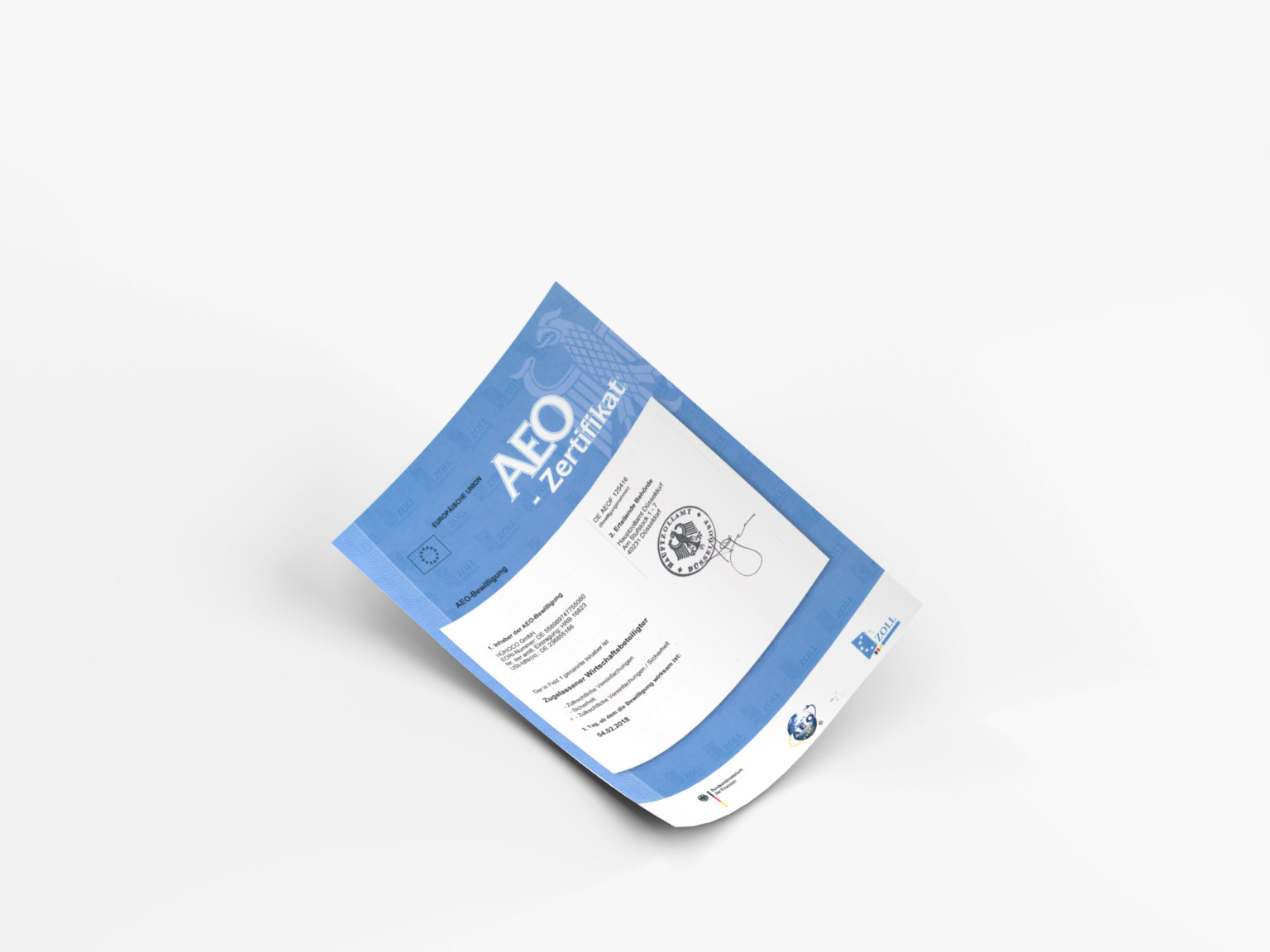 Certified quality of HUEHOCO GmbH